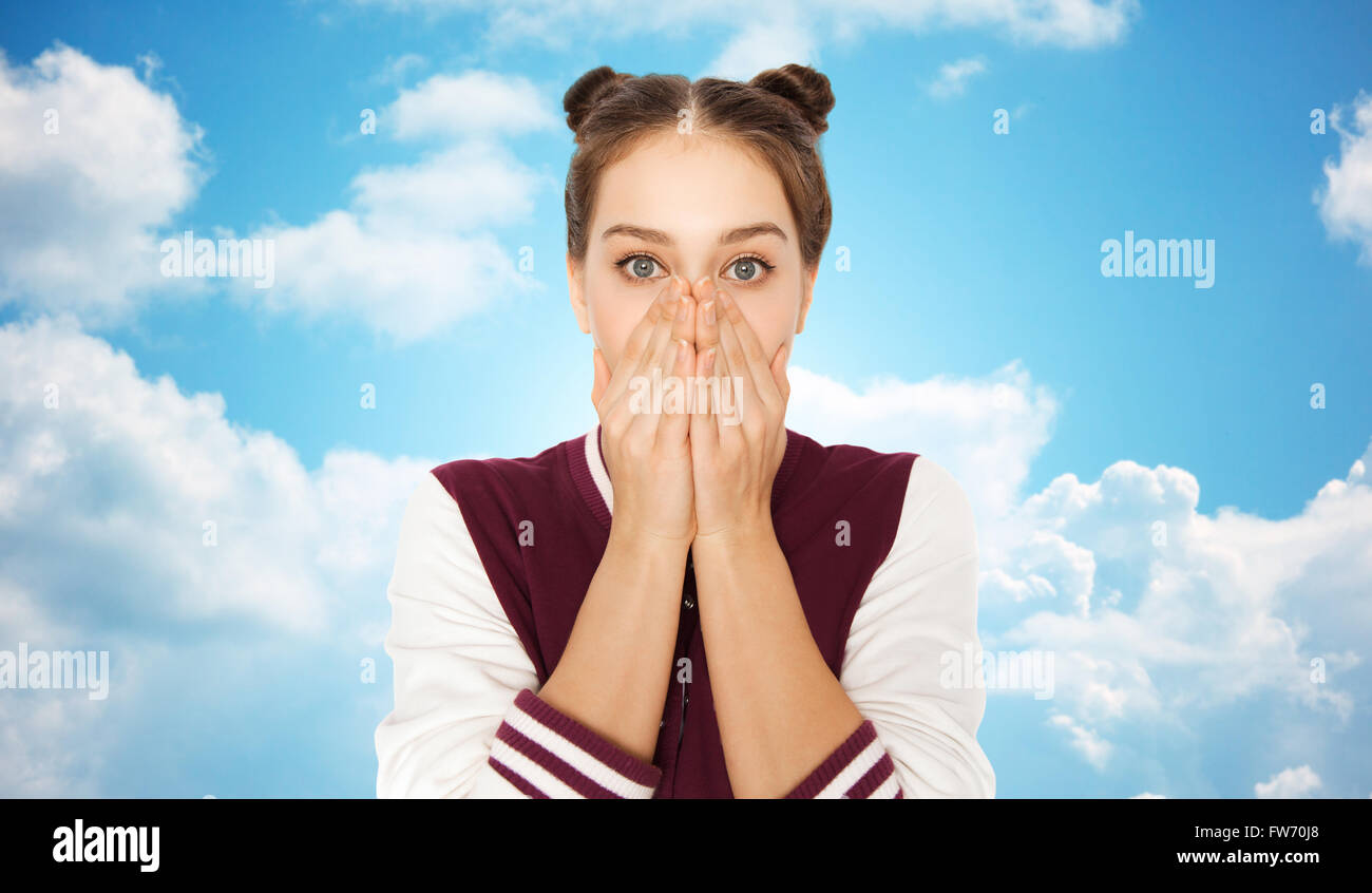 scared or confused teenage girl Stock Photo - Alamy