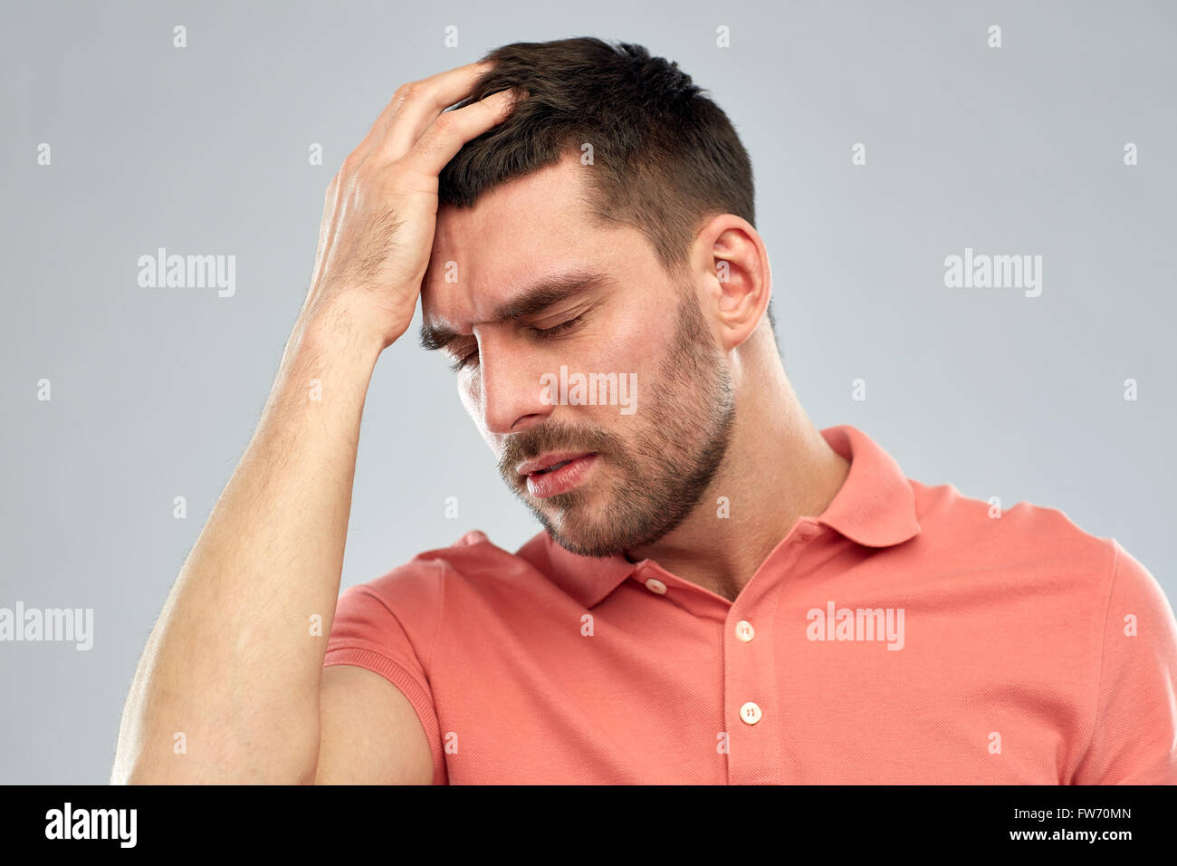 Depression unhappy man holding hand hi-res stock photography and images ...