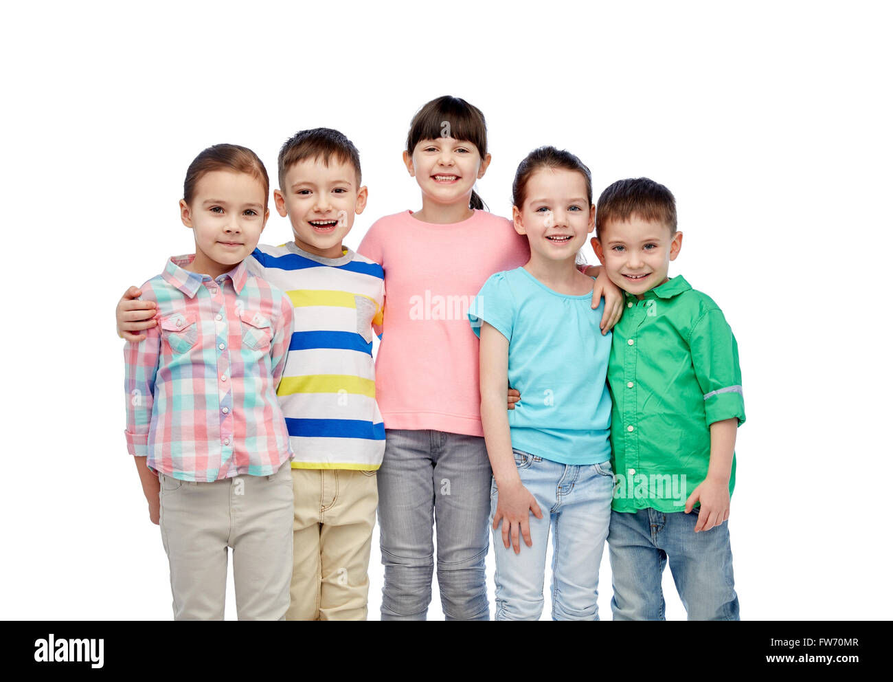 happy smiling little children hugging Stock Photo - Alamy