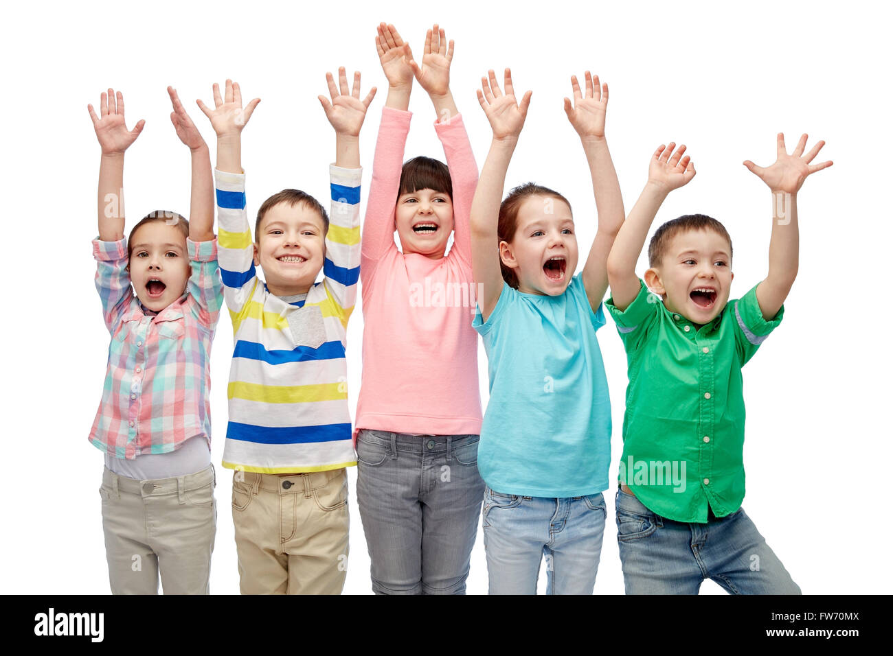 happy friends celebrating victory Stock Photo - Alamy