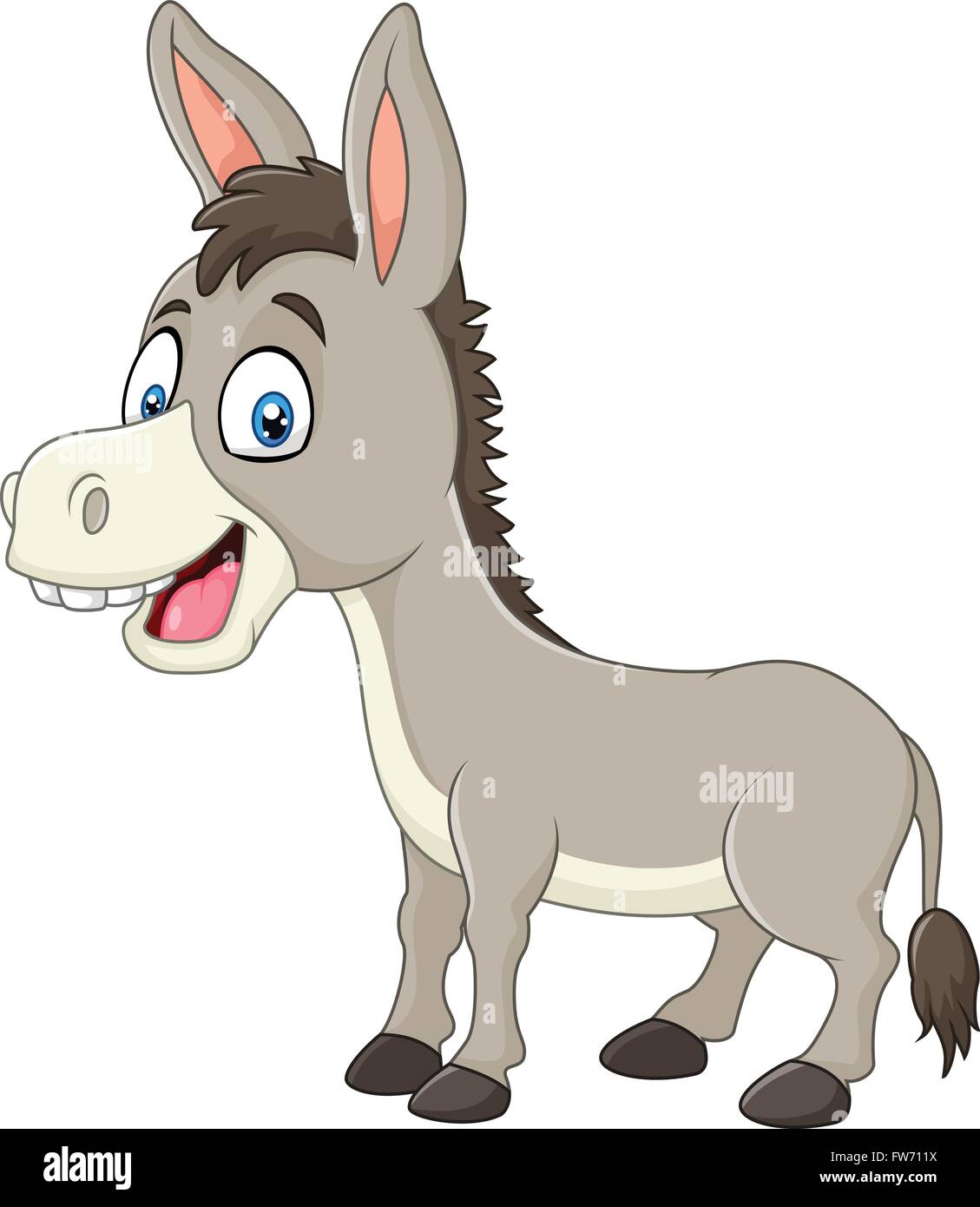 Cartoon happy donkey isolated on white background Stock Vector Image ...
