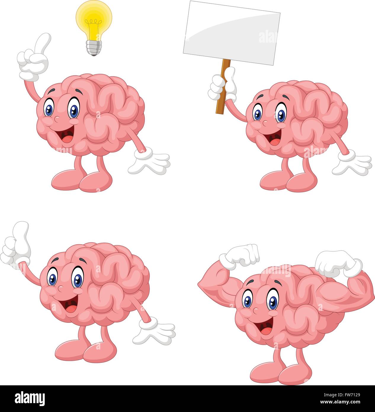 Cartoon funny brain collection set Stock Vector Image & Art - Alamy