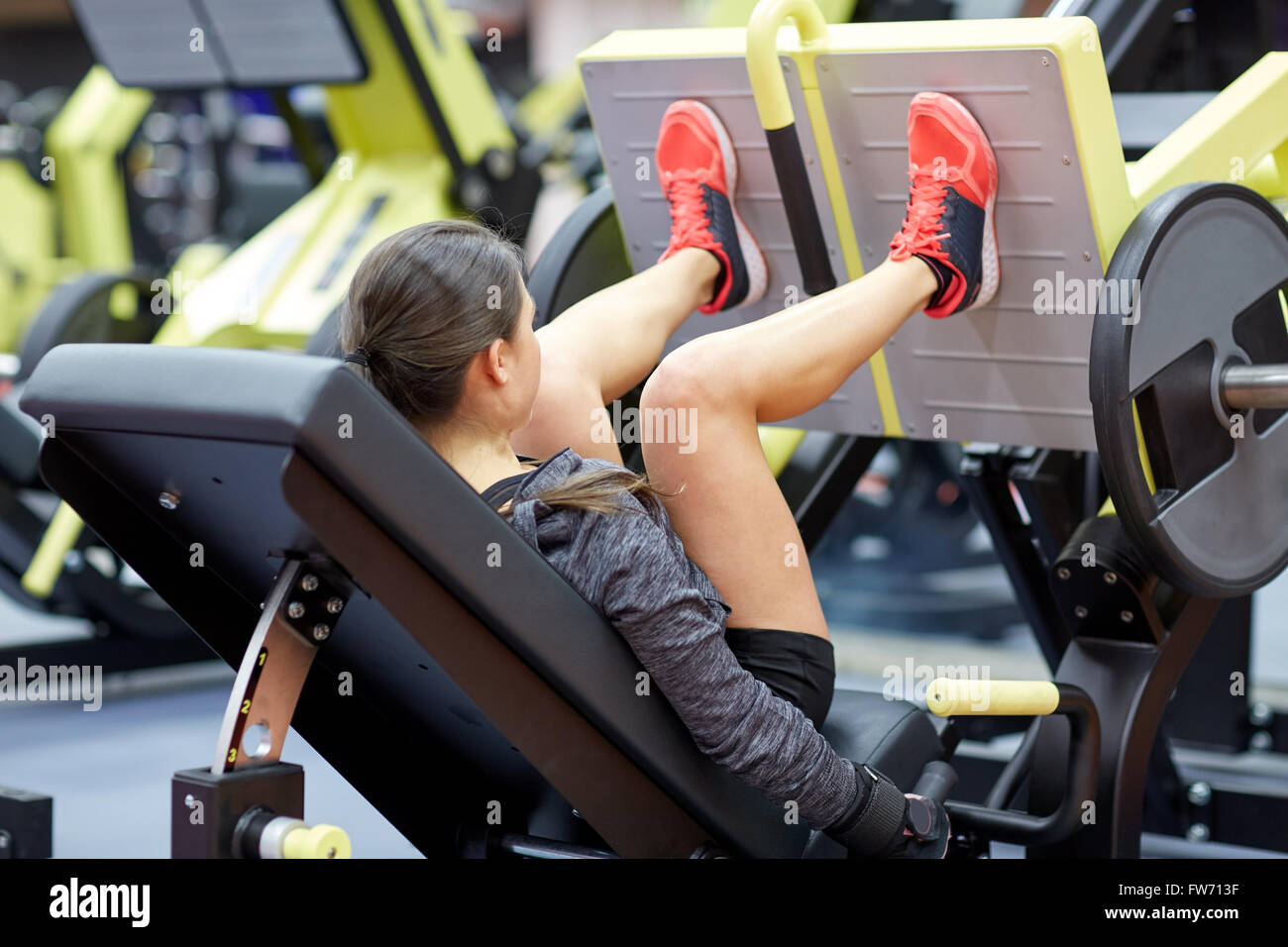 Woman Flexing Muscles On Leg High Resolution Stock Photography and ...