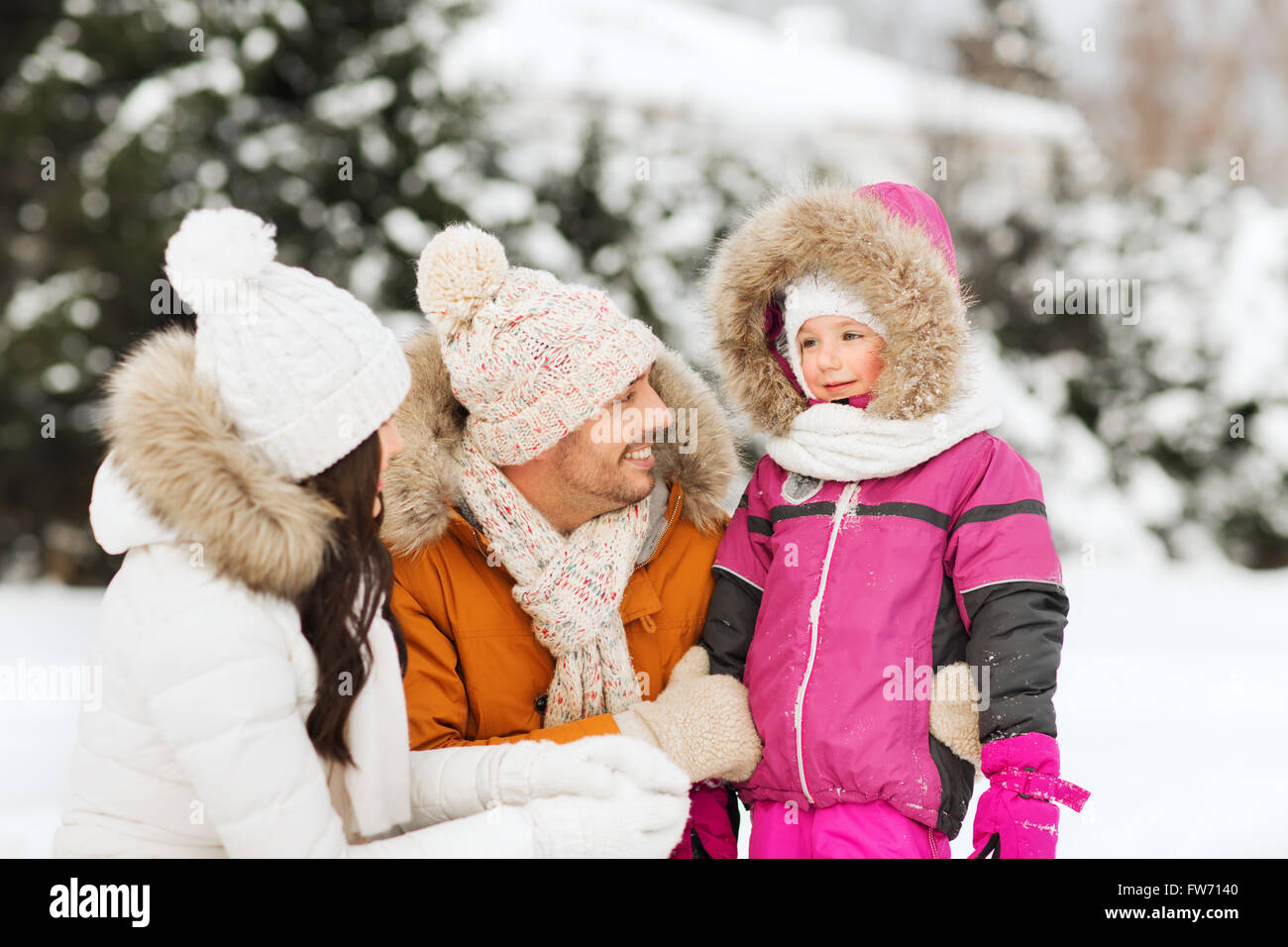happy family with child in winter clothes outdoors Stock Photo - Alamy