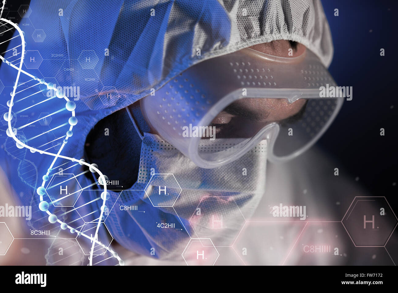 close up of scientist face in chemical lab Stock Photo - Alamy