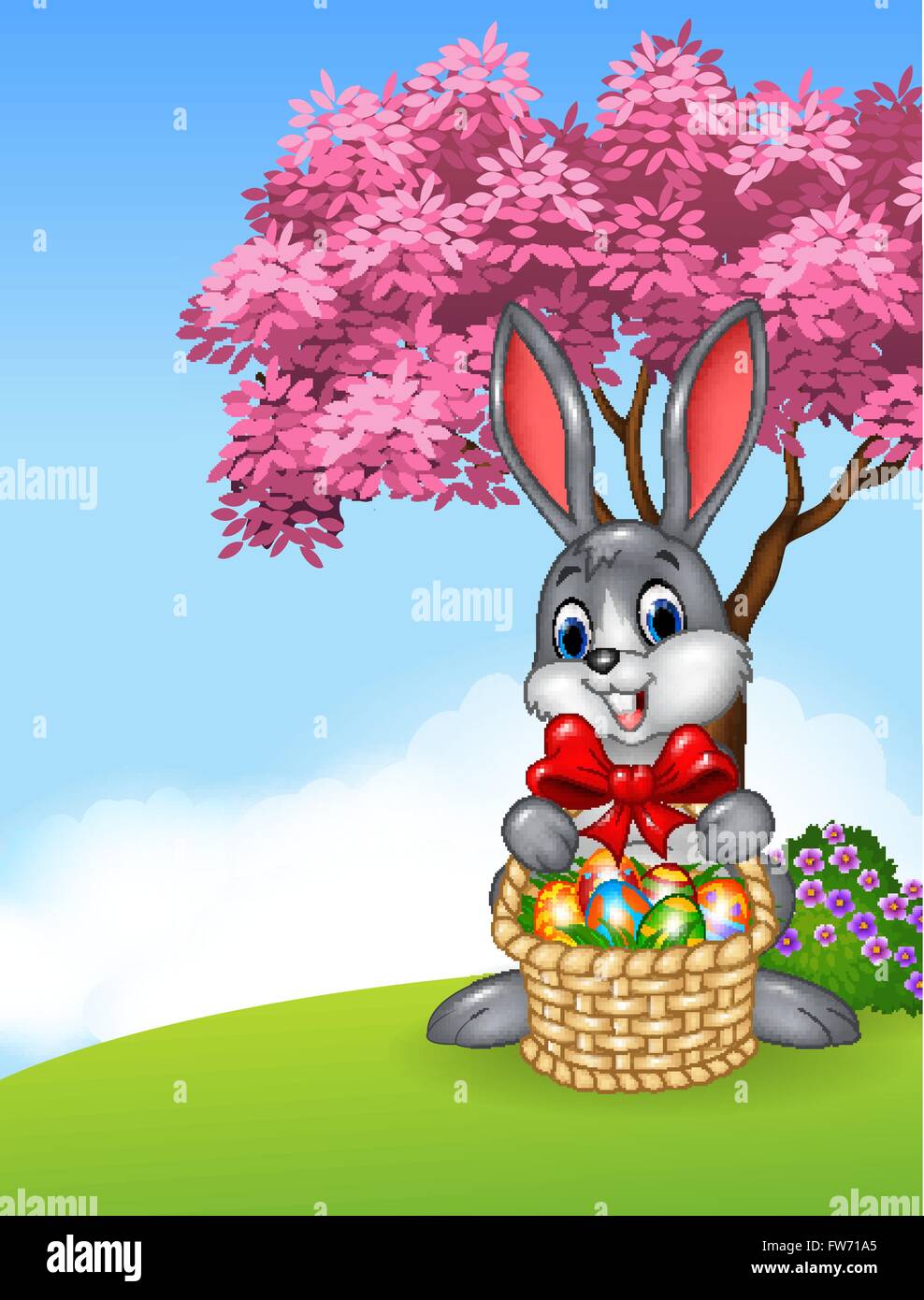 Cartoon easter bunny basket full Stock Vector Images - Alamy