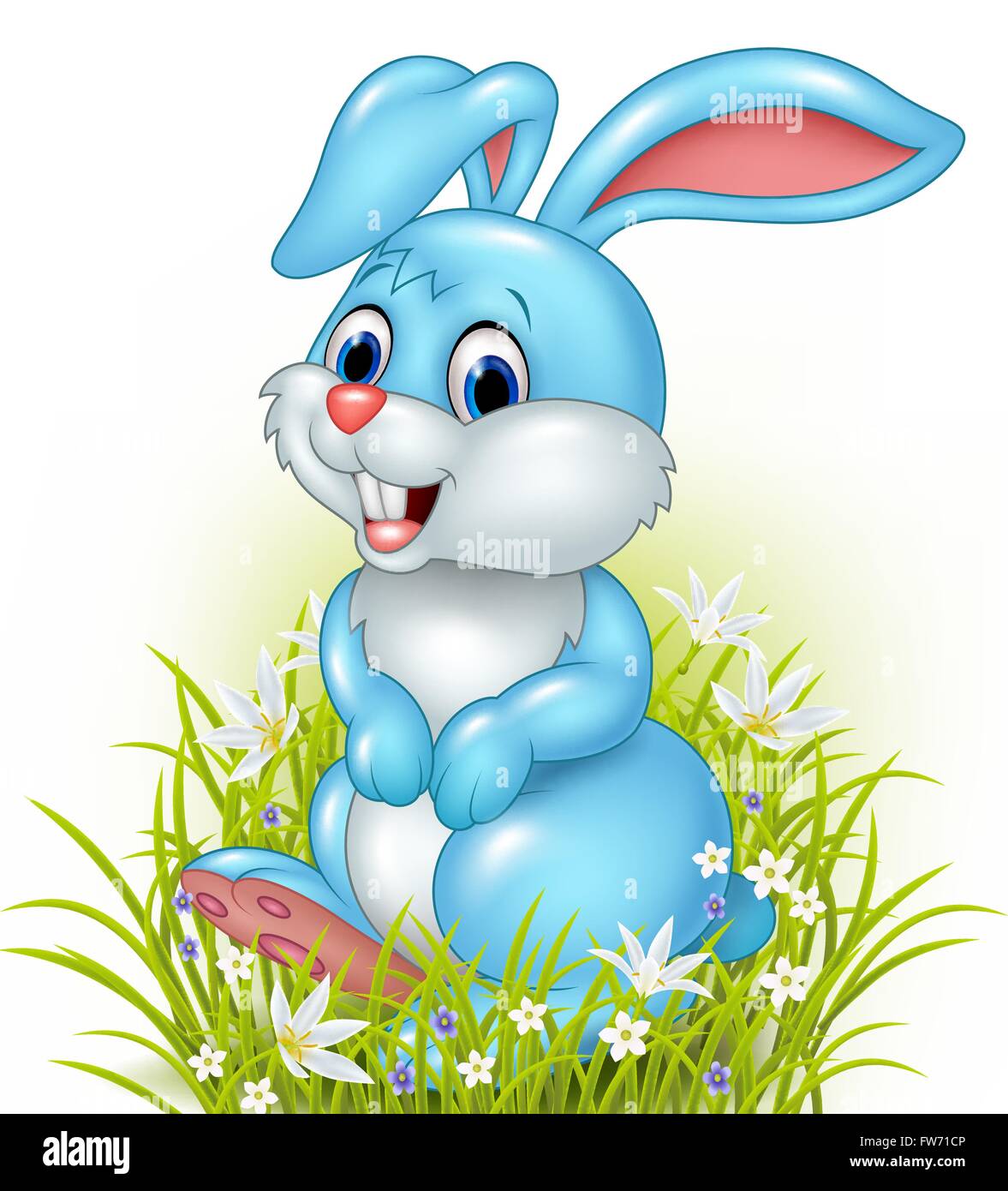 Cartoon rabbit on grass background Stock Vector Image & Art - Alamy