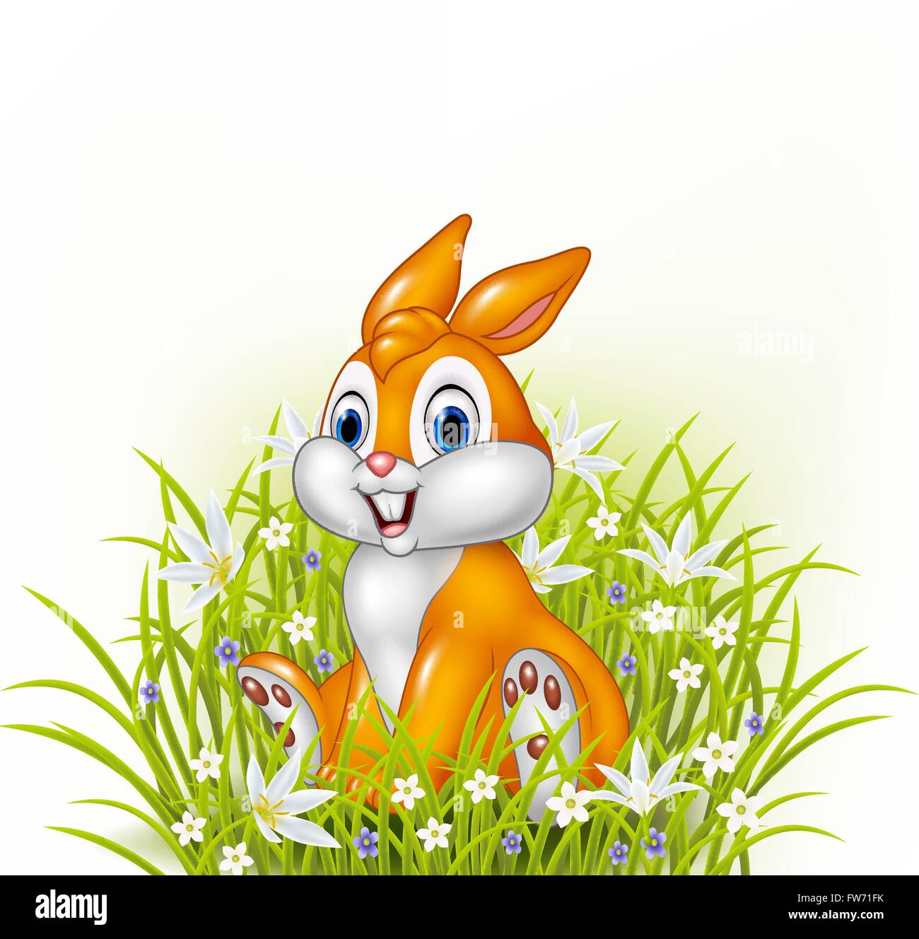 Cartoon rabbit on grass background Stock Vector Image & Art - Alamy