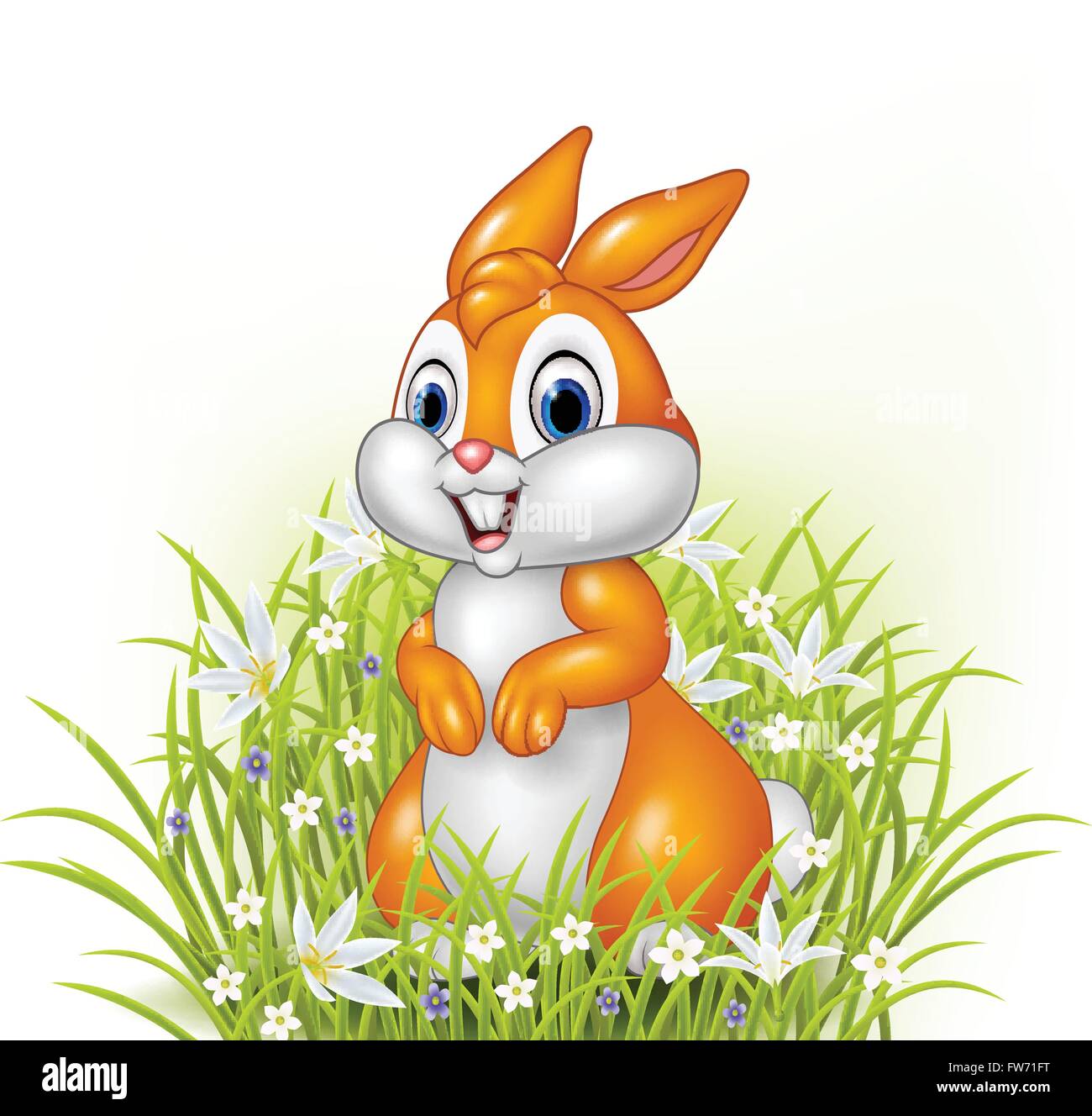 Cartoon rabbit on grass background Stock Vector Image & Art - Alamy