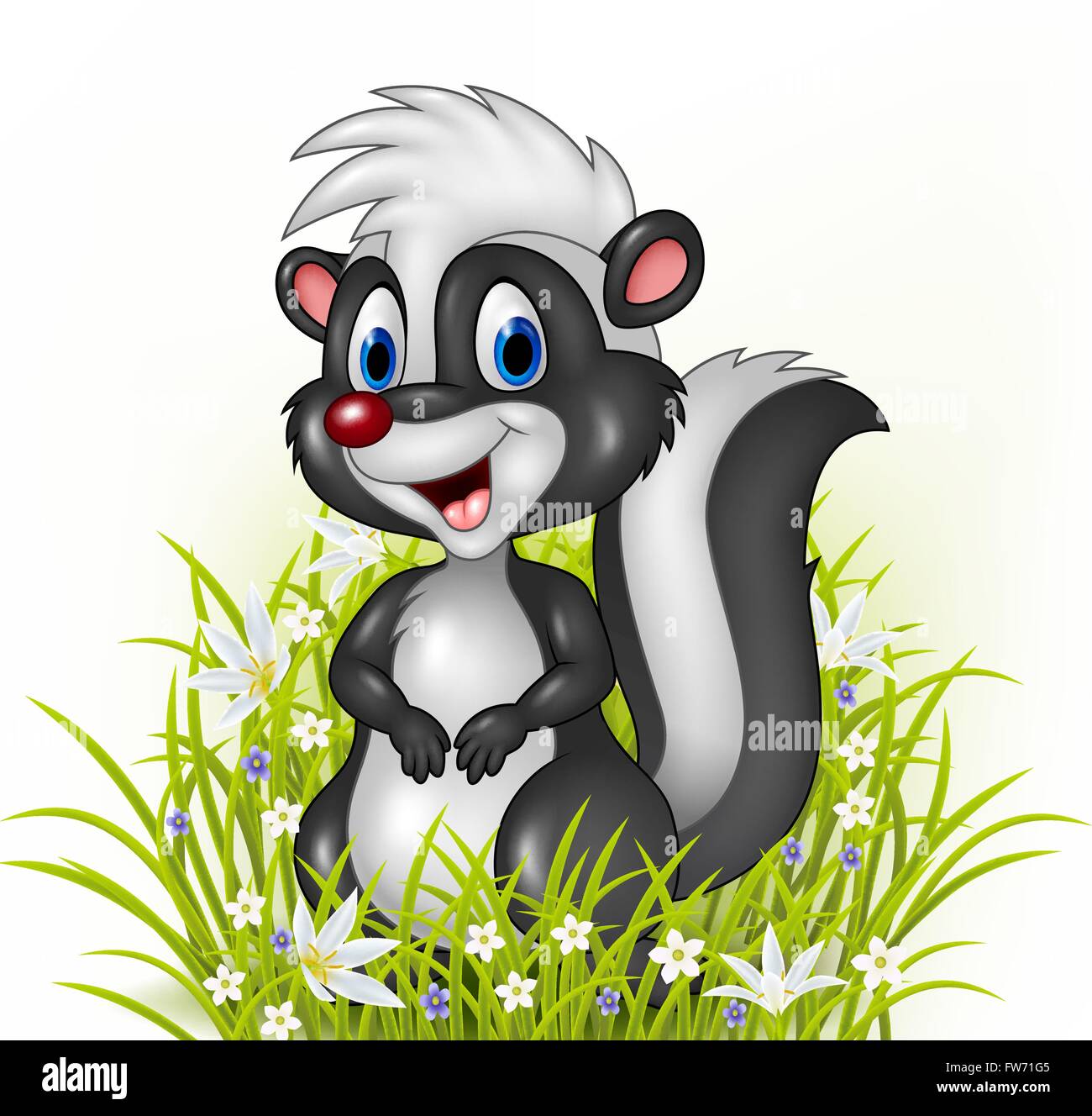 Cartoon skunk on grass background Stock Vector Image & Art - Alamy