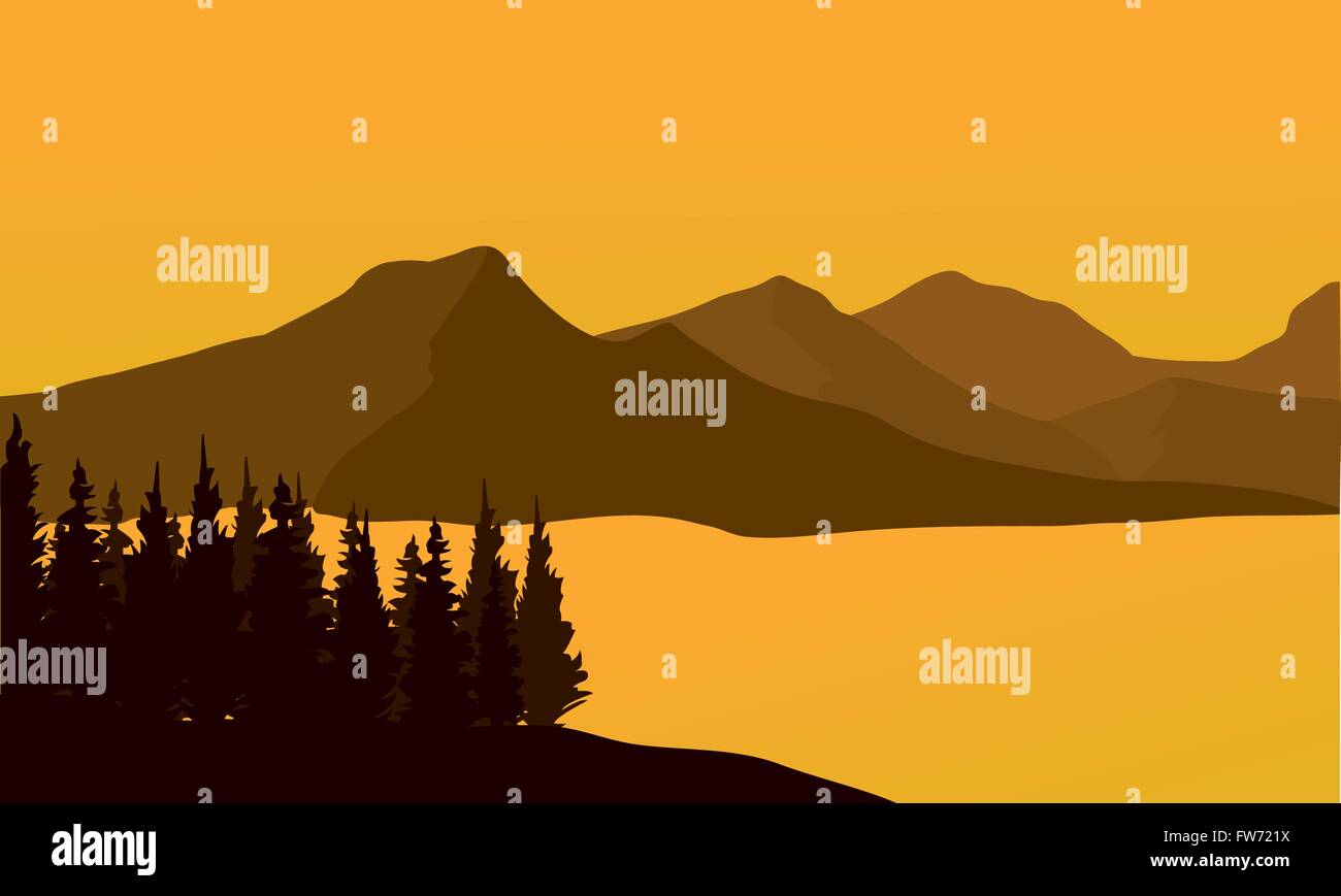 Mountain range pink sky Stock Vector Images - Alamy