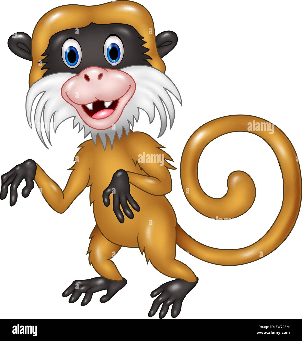 Cartoon funny tamarin monkey isolated on white background Stock Vector ...
