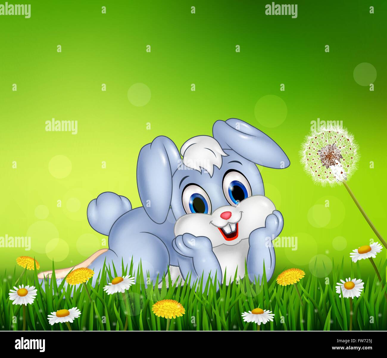 Cute little bunny on grass background Stock Vector Image & Art - Alamy
