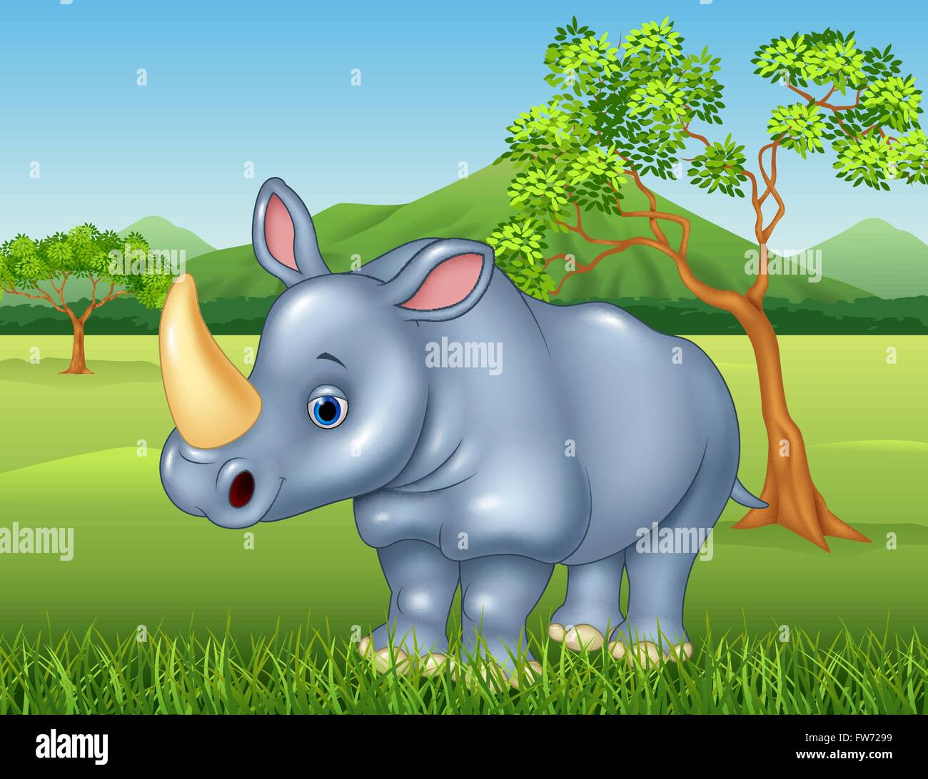 Cartoon rhinoceros in the jungle Stock Vector Image & Art - Alamy