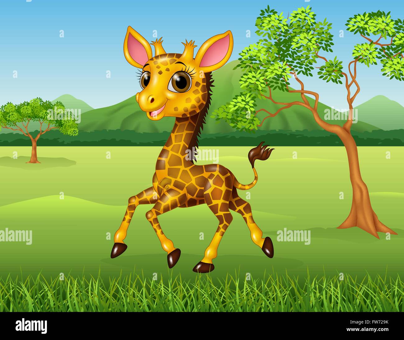Cartoon funny giraffe running in the jungle Stock Vector Image & Art ...