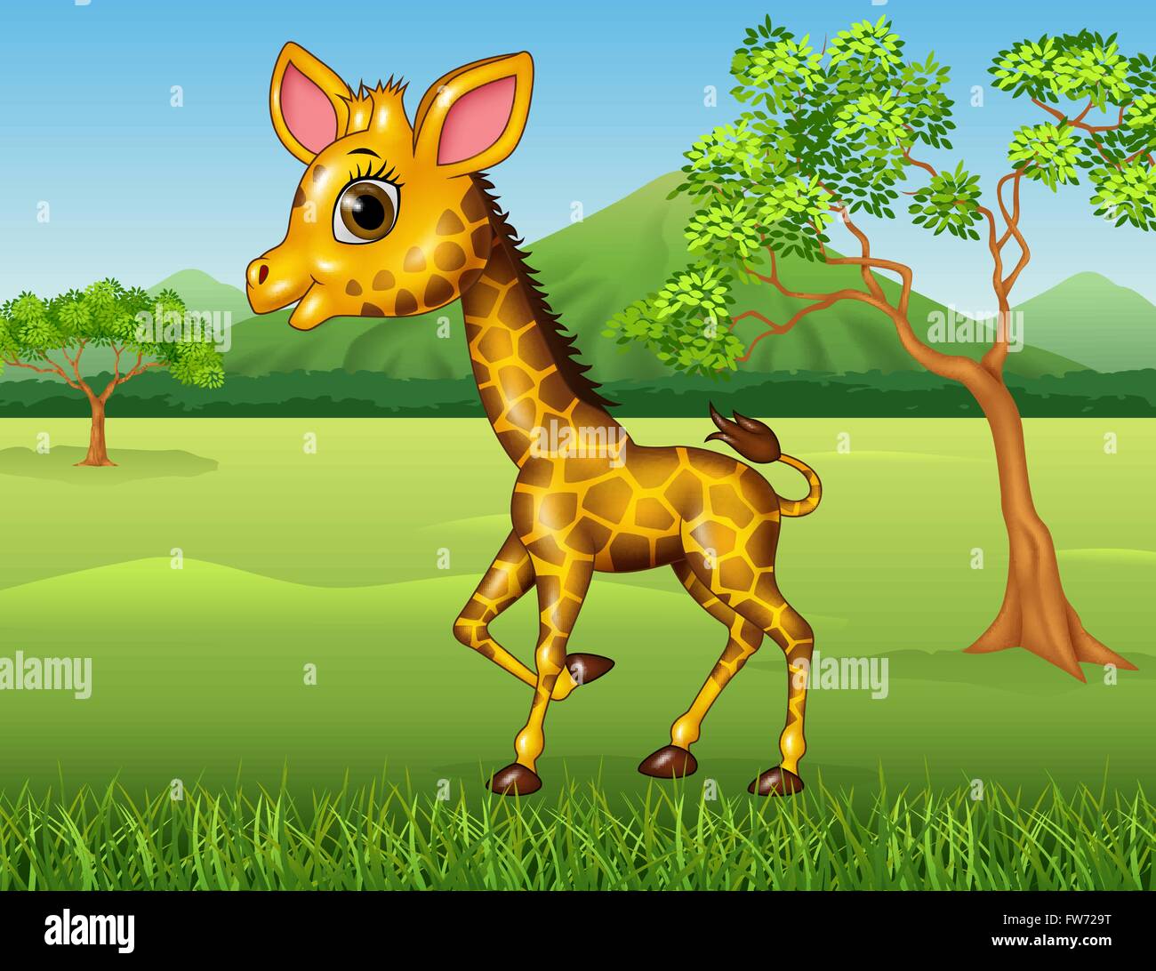Cartoon Happy giraffe in the jungle Stock Vector Image & Art - Alamy