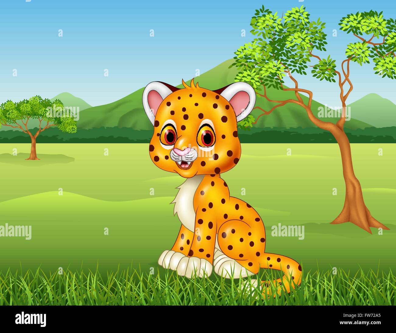 Cute baby cheetah in jungle Stock Vector Image & Art - Alamy