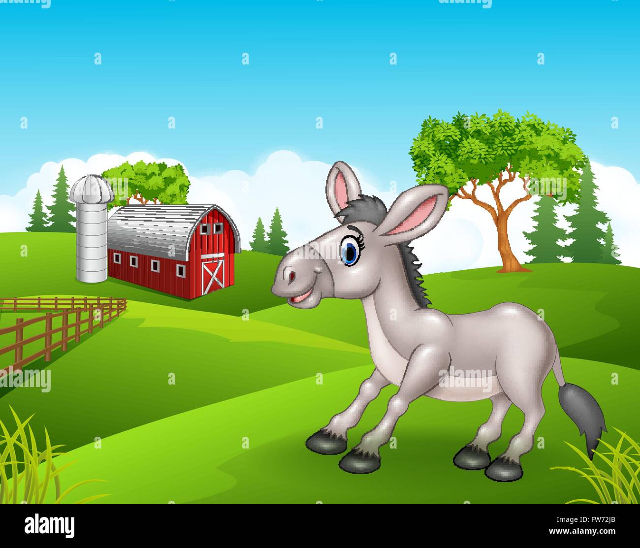 Cartoon donkey running in the farm Stock Vector Image & Art - Alamy