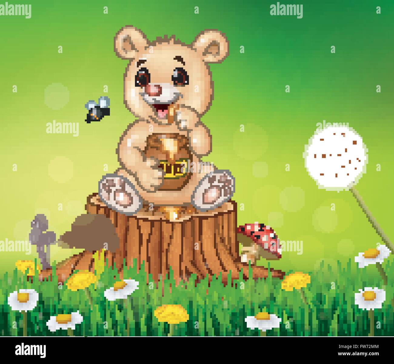 Teddy bear holding daisy Stock Vector Images - Alamy