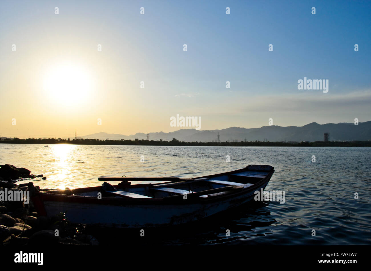 Empty Boat at Lake Stock Photo - Alamy
