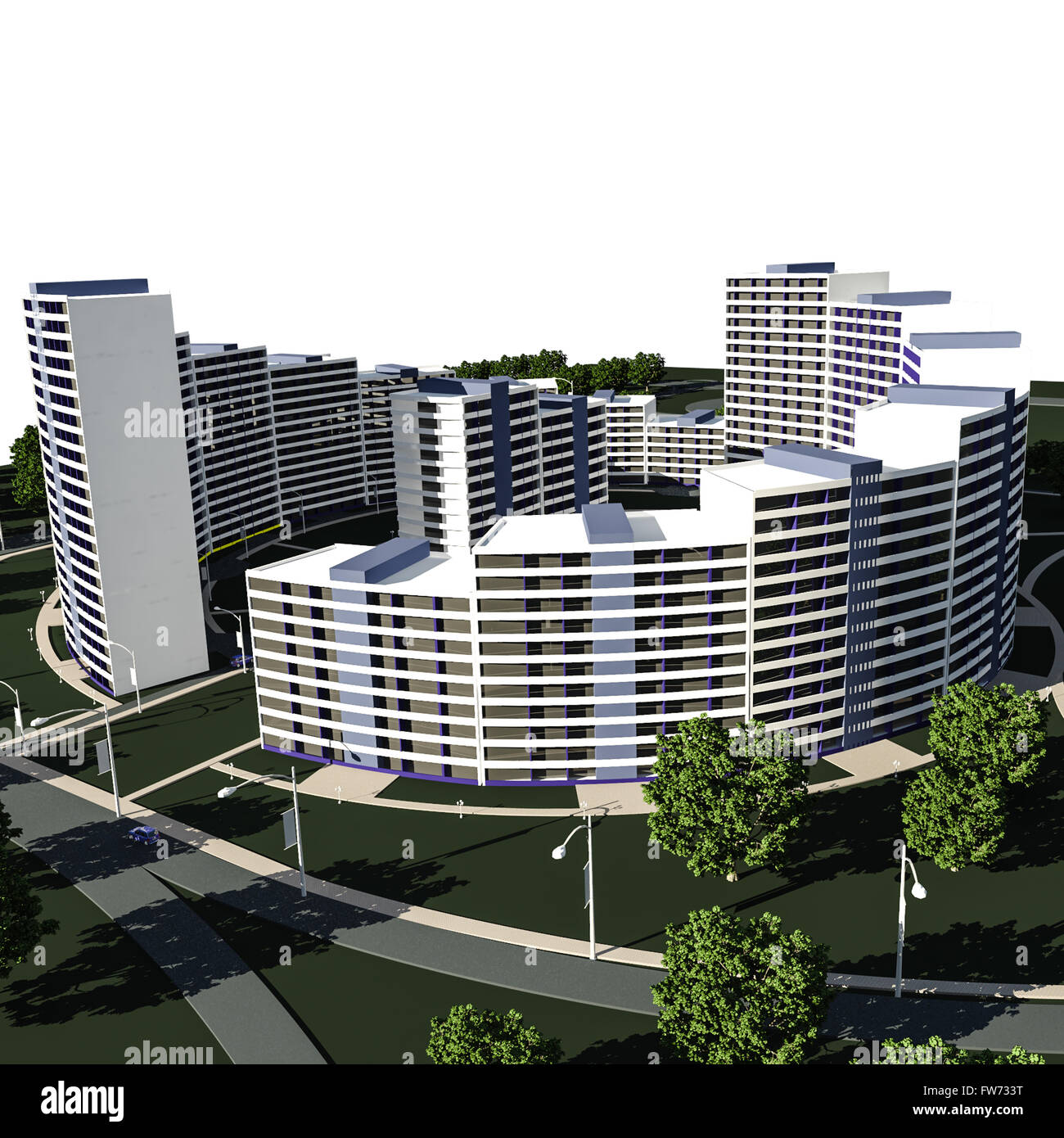 3D render of concept of residential complex on white, residential ...