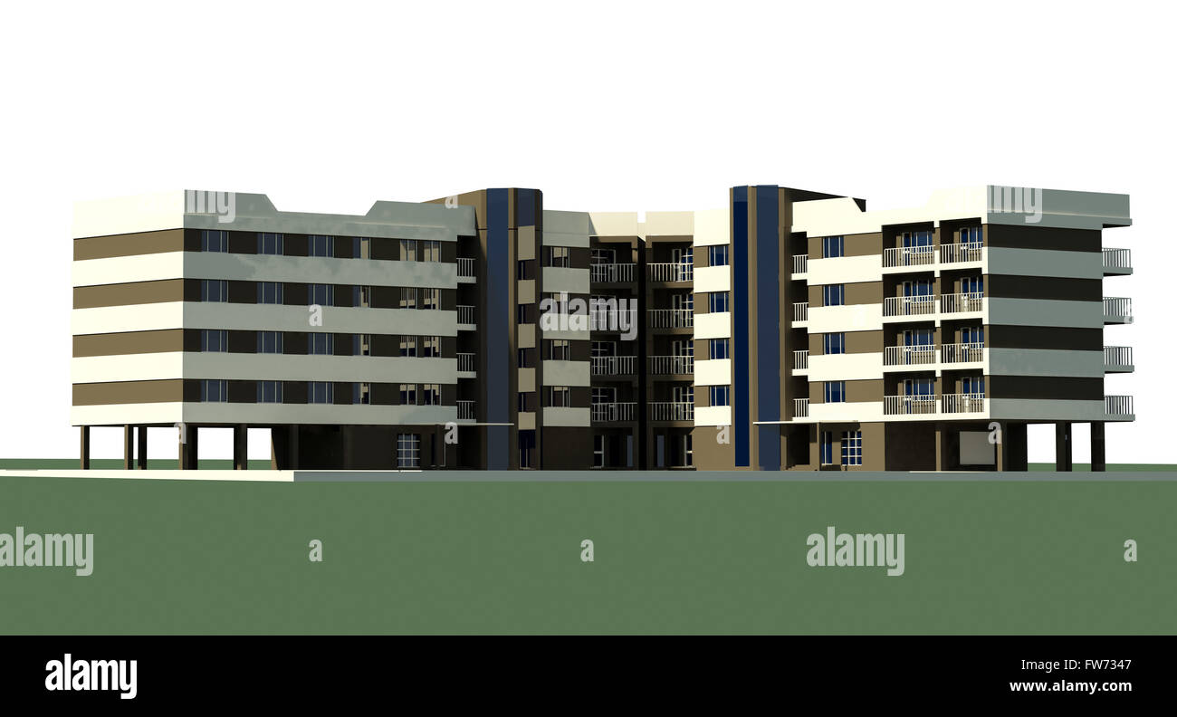 modern 5 story residential building, city building P+4E, city building ...