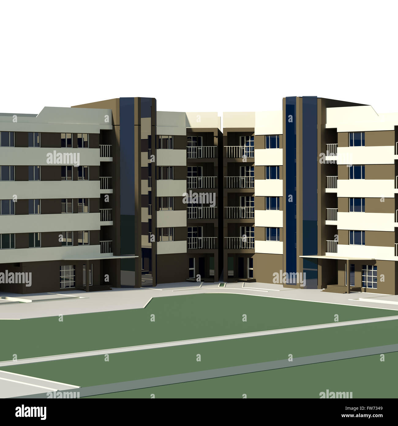 modern 5 story residential building, city building P+4E, city building ...