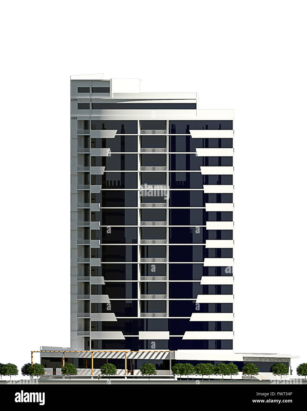 3d rendering of modern conceptual business centre building isolated on ...