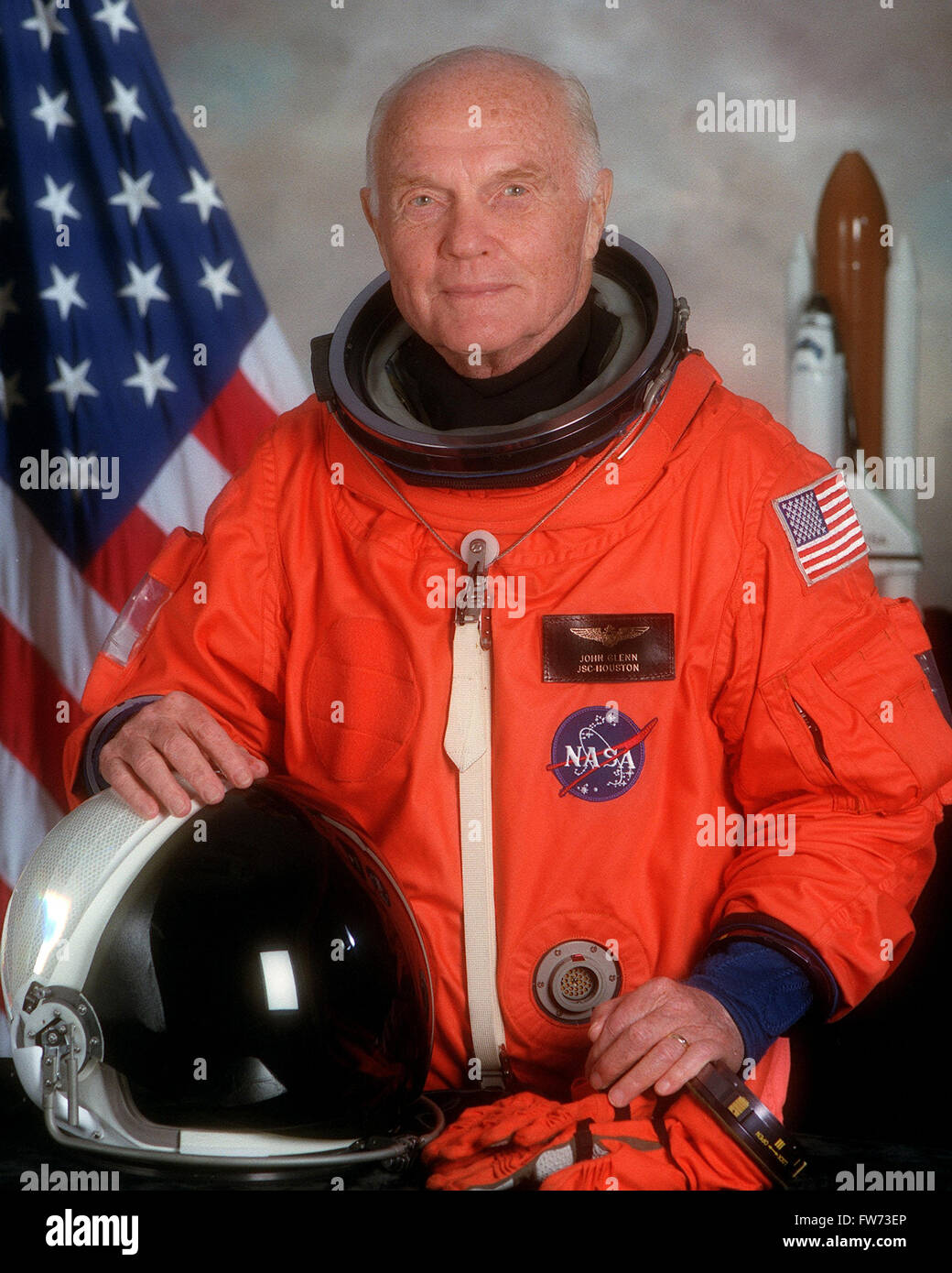 U.S. Senator and astronaut John Glenn portrait in the orange pressure ...