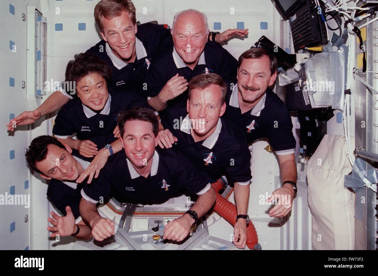 Space Shuttle Discovery STS-95 crew portrait during flight in Earth ...