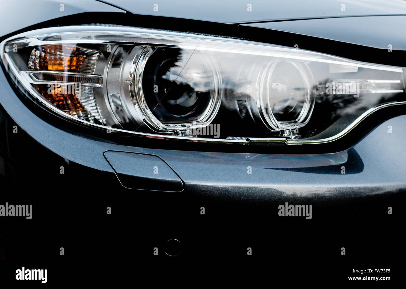 Modern, xenon based headlight cluster seen on a modern, German ...