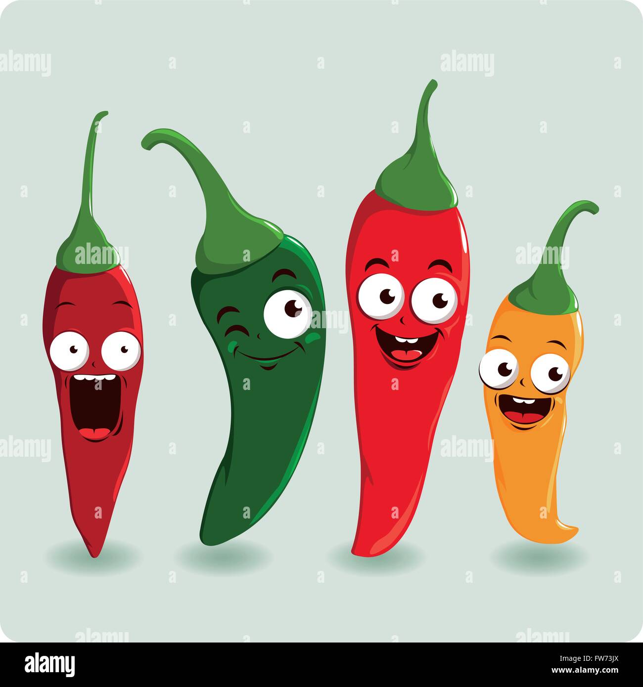 Cartoon hot chili pepper. Jalapeno pepper characters. Vector ...
