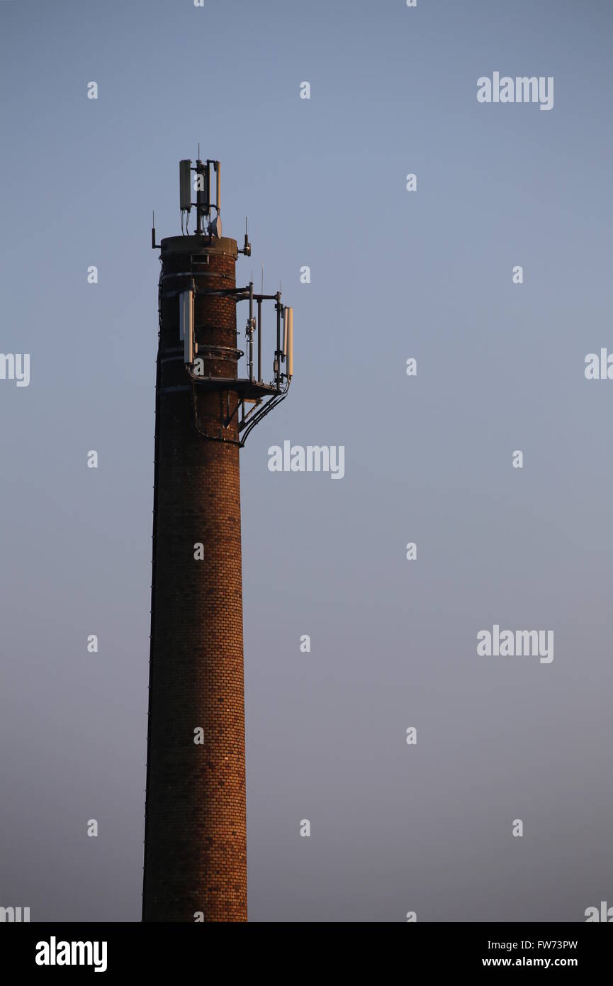 Old chimney used as a base for radio transmitters Stock Photo - Alamy