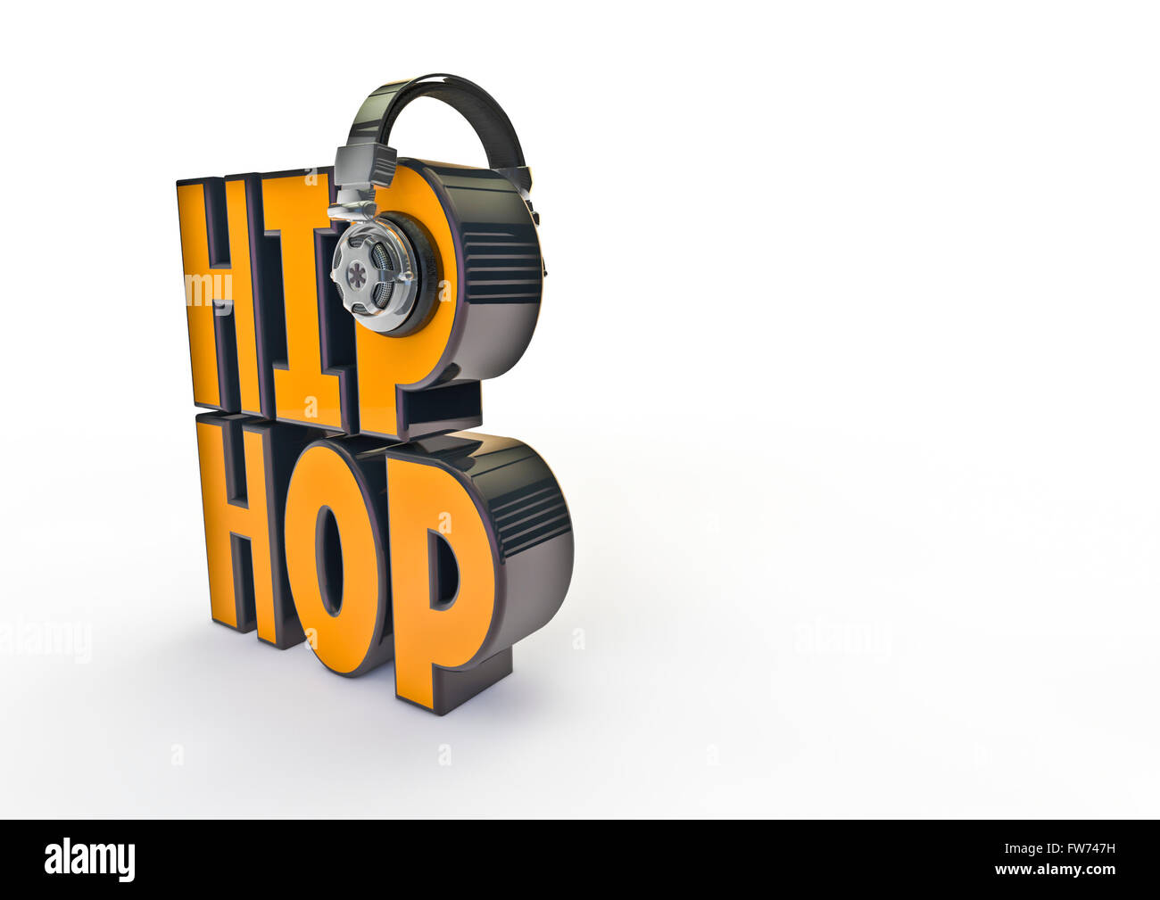 Hip-hop title with headphones / 3D render of text with headphones Stock ...