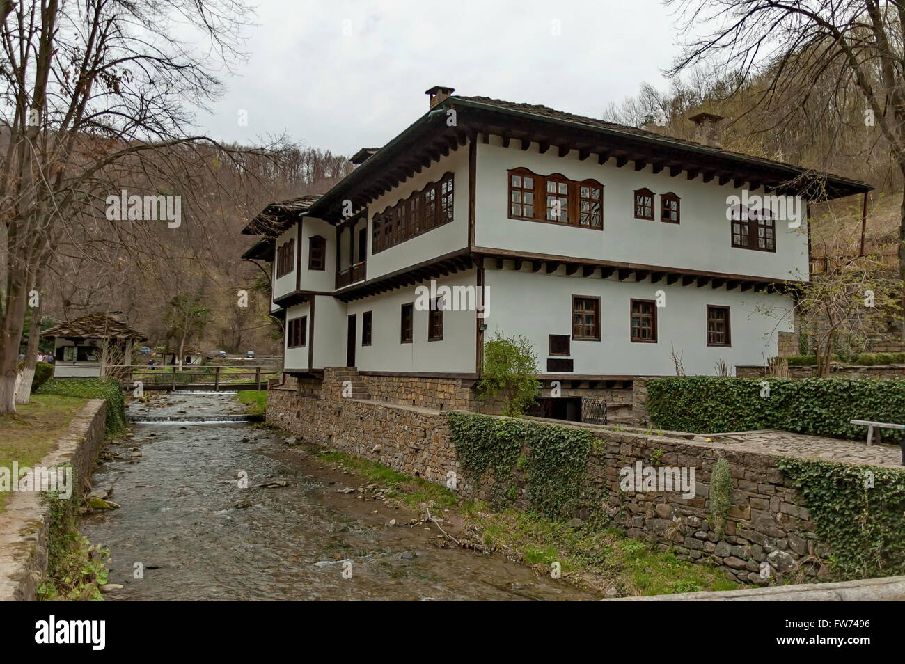 Old traditional houses and river in Ether, Gabrovo, Bulgaria Stock ...