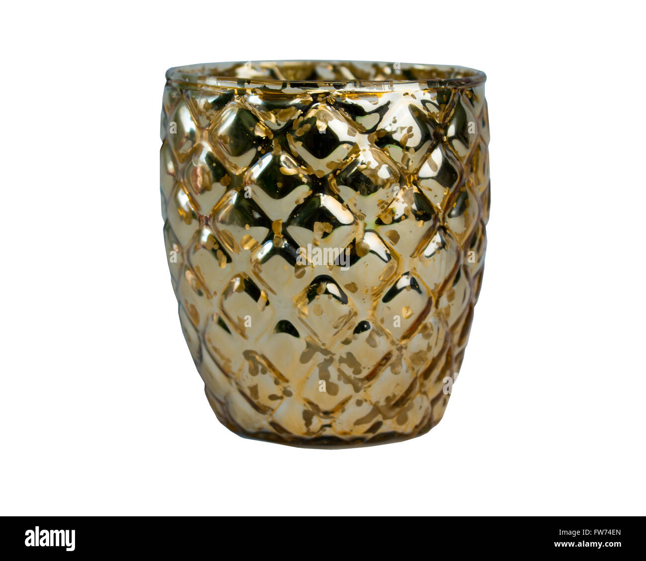 Golden ornamented candle isolated on white background Stock Photo - Alamy