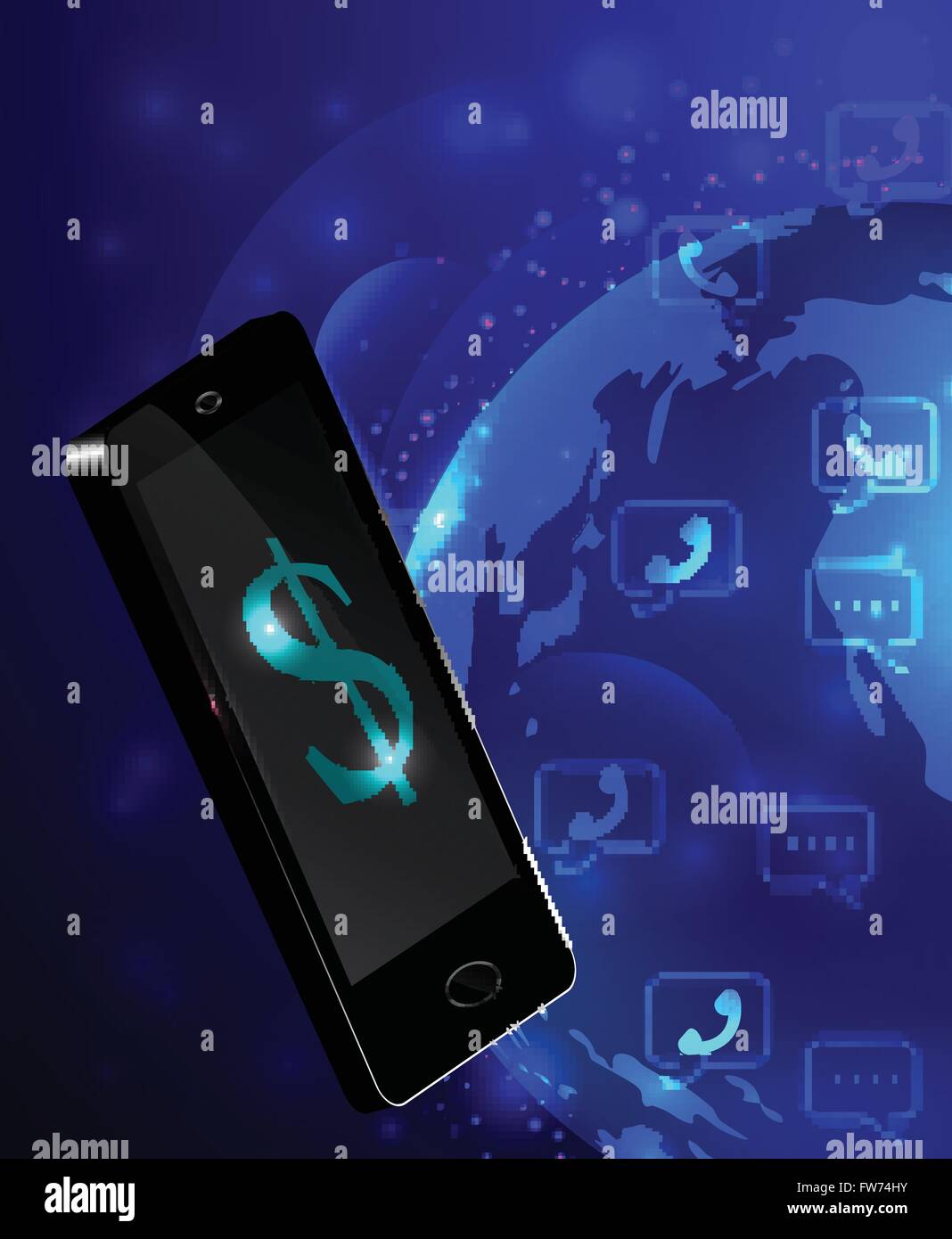 Globe and phone receivers Stock Vector Image & Art - Alamy