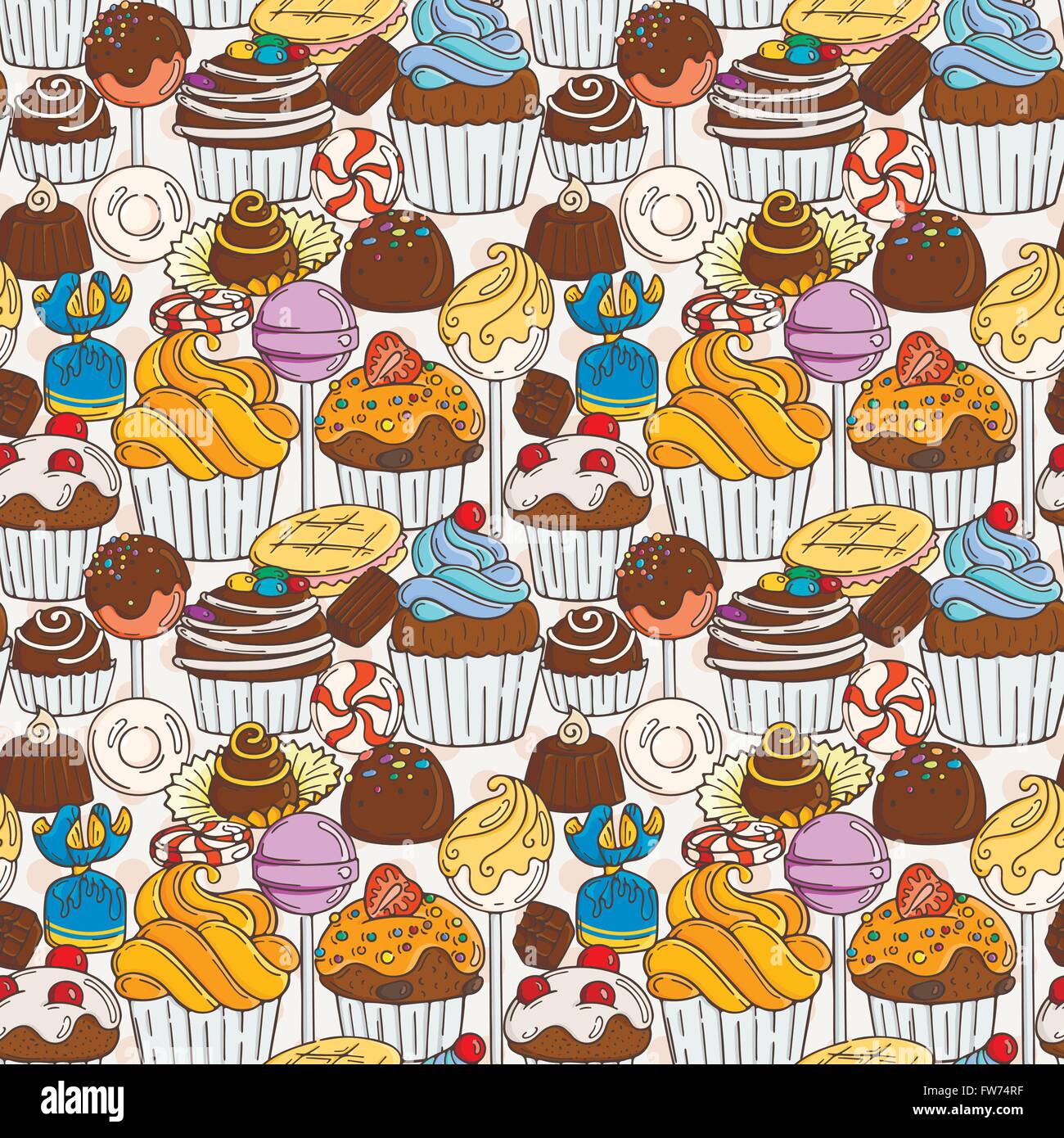 Vector Muffins Seamless Pattern. Cakes, Sweets Stock Vector Image & Art ...
