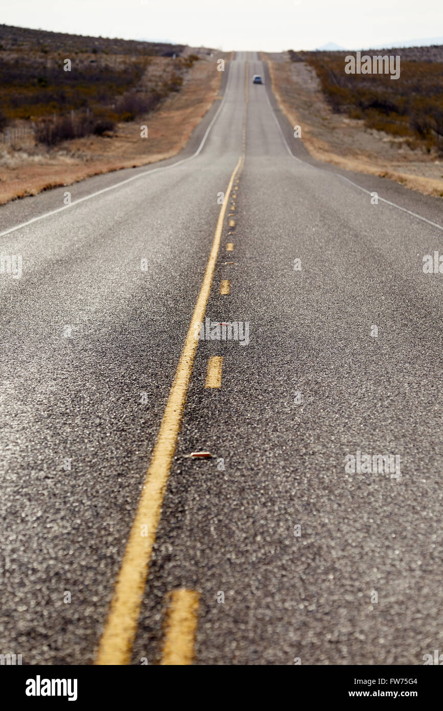 two lane road along the Texas Mexico border near Presidio, Texas, USA ...