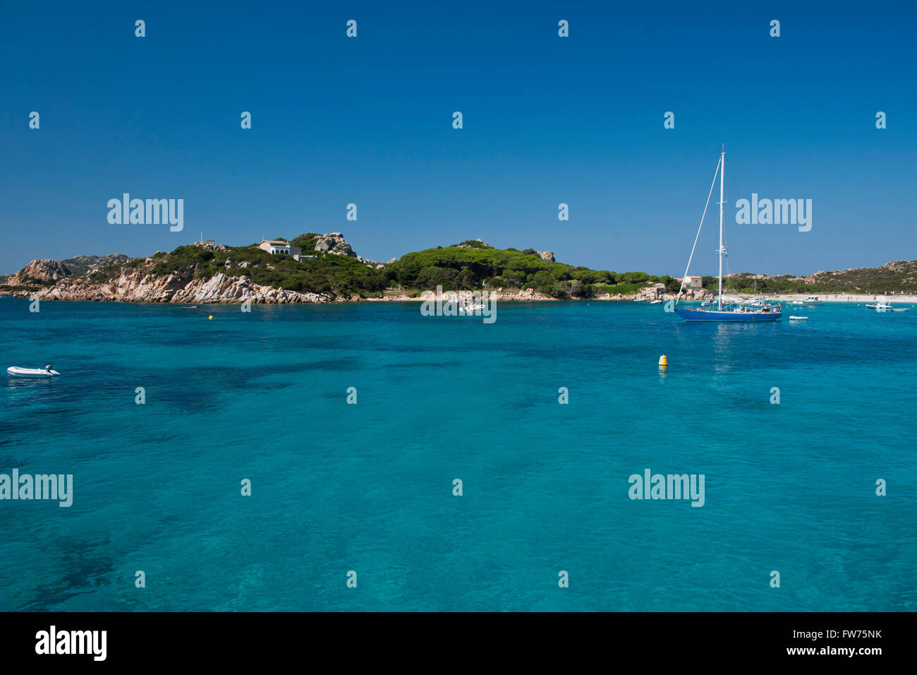 Boat sailing in the wonderful sea in Santa Maria , an island of the La ...