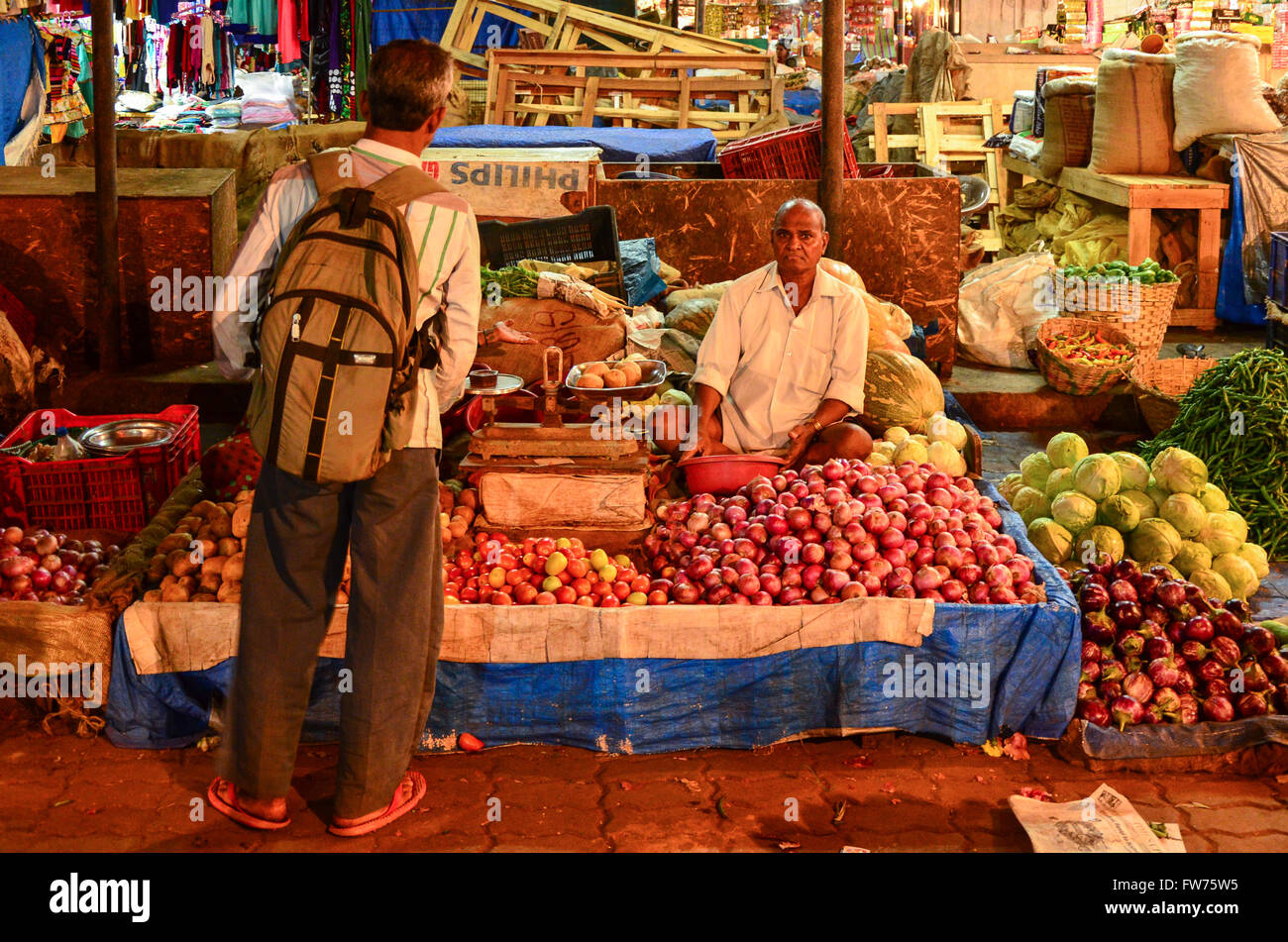 Local Goan vegetable seller selling variety of vegetables in Ponda ...