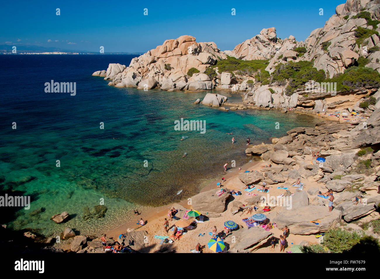 The wonderful colors of the sea in cala spinosa, a bay of Capo Testa ...