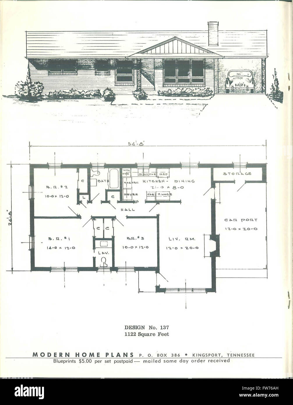 Modern home plans by Modern Home Plans Published c. 1955 Stock Photo ...