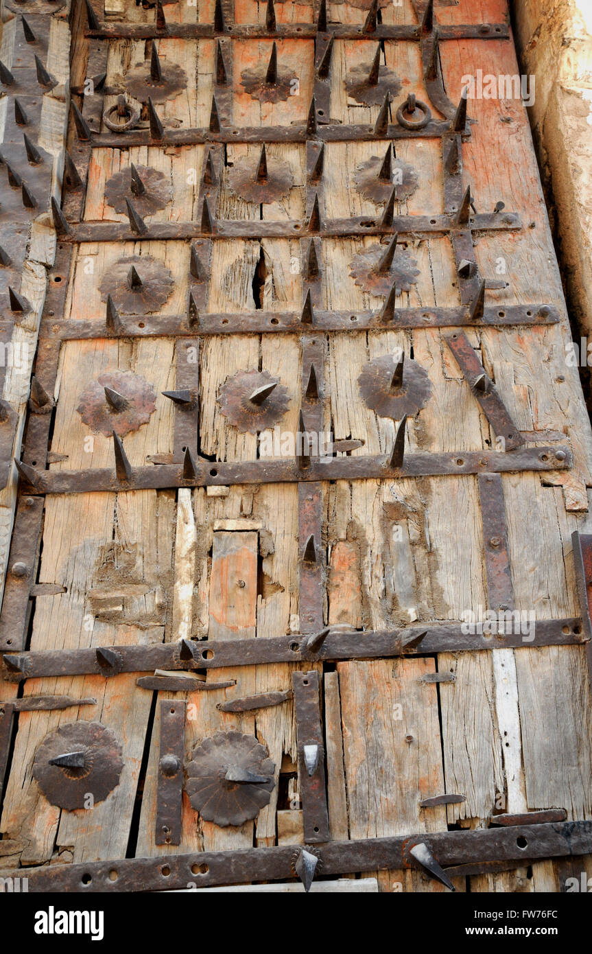 Elephant-proof gates, protected by long spikes, at the entrance to the ...