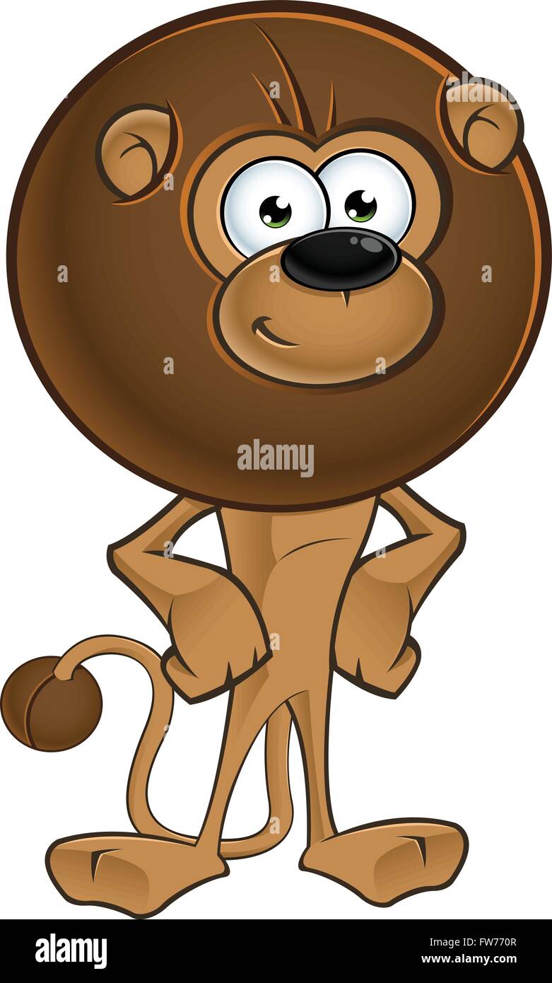 A cartoon illustration of a Lion character with a round mane Stock ...