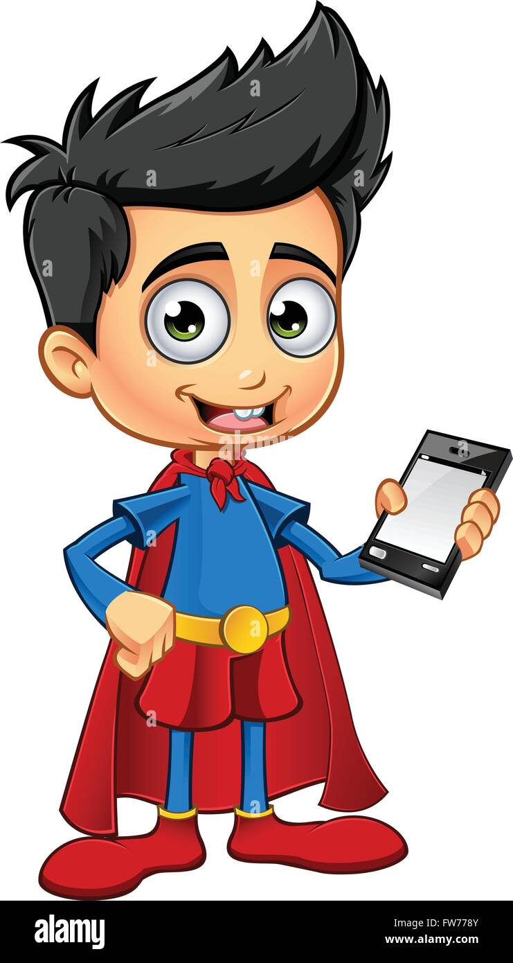 A cartoon illustration of a cute Superhero Boy character Stock Vector ...
