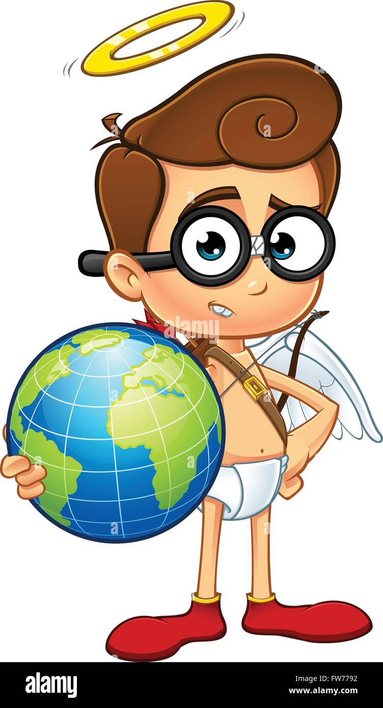 A cartoon illustration of a Geeky Looking cupid character Stock Vector ...