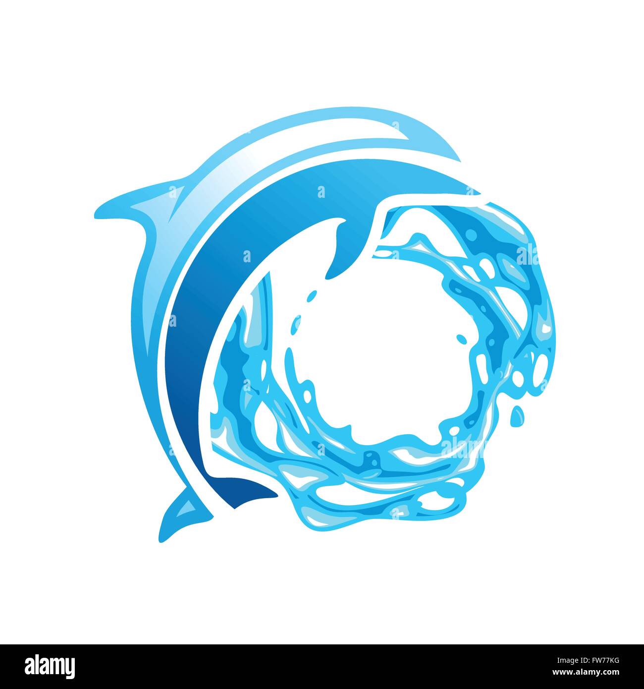 Dolphin vector emblem, blue dolphin on the waves Stock Vector Image ...