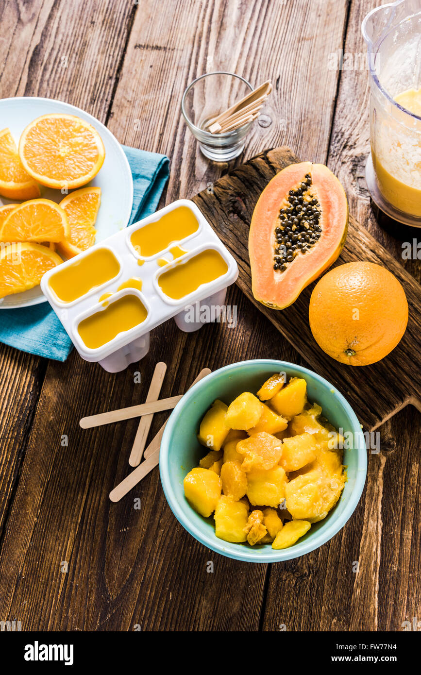 Summer food, exotic fruit frozen sorbet, popsicle made at home Stock ...