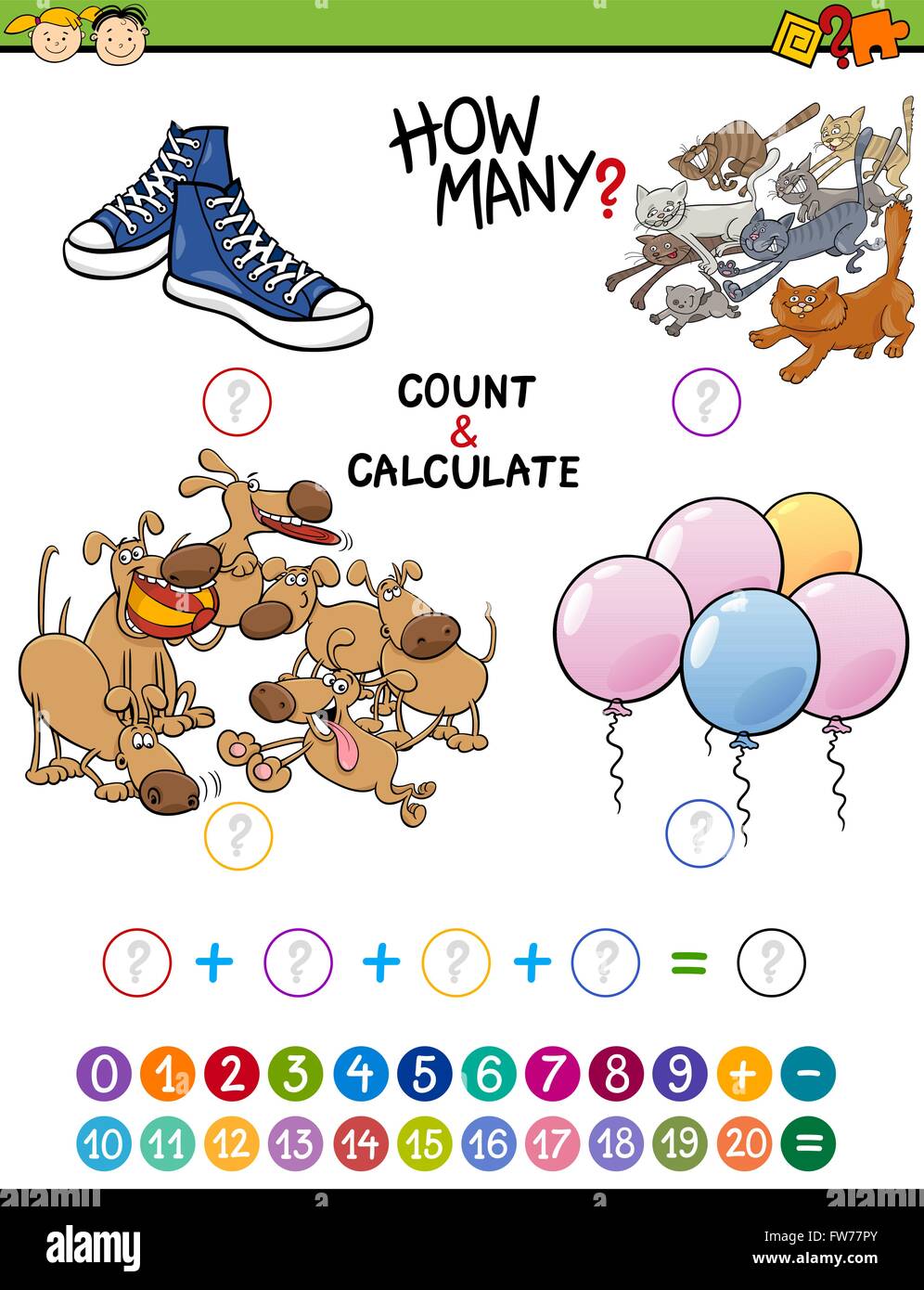 Cartoon Illustration of Educational Mathematical Count and Addition ...